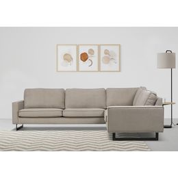 Ecksofa Home Affaire "Pinto, XXL, 250/290 cm, langer Schenkel, Ottomane", grau (hellgrau), B:290cm H:85cm T:250cm, Luxus-Microfaser in Lederoptik(100% Polyester);Cord (92% Polyester, 8% Polyamide), Sofas, Ecksofa, Cord, Chenille, Lederoptik, mit Keder, Metallf&uuml;&szlig;e, Wellenunterfederung, Topseller