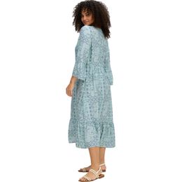 sheego Gro&szlig;e Gr&ouml;&szlig;en A-Linien-Kleid mit Stufenvolants, ecru-topas-bedruckt, Gr&ouml;&szlig;e 52 - Damen