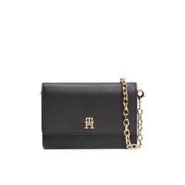 Kartenetui Tommy Hilfiger "TH ICON CARD HOLDER W/CHAIN", Herren, schwarz, Lederimitat, Kleinlederwaren, Damen Geldbeutel, Portemonnaie, Minibag mit TH-Logoemblem