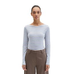 Marc O'Polo Langarmshirt MARC O'POLO "aus Organic-Cotton-Slub-Jersey", Damen, Gr. M, medium blau, Obermaterial: 100% Baumwolle, gestreift, Basic, regular fit, U-Boot-Ausschnitt, normaler Saum, Shirts Langarmshirt
