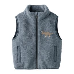 name it Jungen Fleeceweste "NMMMALL SHERPA VEST"flint stone, Gr. 122, unifarben, Fleece, Obermaterial: 100% Polyester, Westen