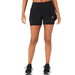 Laufshorts asics "ROAD 2-N-1 3.5IN SHORT", Damen, Gr. L (42/44), N-Gr, schwarz (performance schwarz, performance schwarz), Obermaterial: 100% Polyester, Hosen