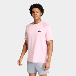 T-Shirt adidas Performance "TECH ESSENTIALS WORKOUT", Herren, Gr. L, true pink, wei&szlig;, Obermaterial: 92% Polyester, 8% Elasthan, Shirts T-Shirt
