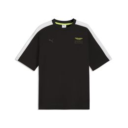 T-Shirt Puma "Puma x ASTON MARTIN ARAMCO F1 TEAM T7 T-Shirt Herren", Damen, Gr. L, schwarz, Obermaterial: 100% Baumwolle; Rippe: 29% Polyester, 71% Baumwolle, colorblocking, oversize, Rundhals, Shirts T-Shirt
