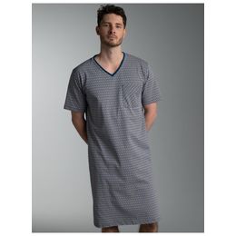 Pyjama TRIGEMA "TRIGEMA Nachthemd mit modischem Allover-Muster", Herren, Gr. L, night, blau, Single Jersey, 100% Baumwolle, Homewear-Sets Pyjama