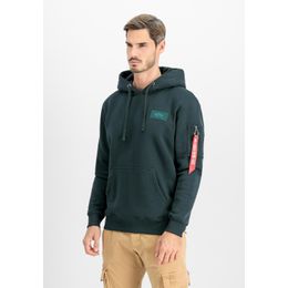 Hoodie Alpha Industries "Backprint Hoodie ", Herren, Gr. L, blau (schwarz petrol), Obermaterial: 80% Baumwolle, 20% Polyester, regular fit, Sweatshirts Hoodie