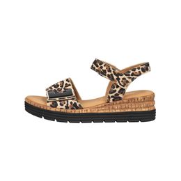 Gabor COMFORT Damen Keilsandalette "Gabor Comfort Sandalen Leder", Gr. 39leopard, Leder, Schuhe
