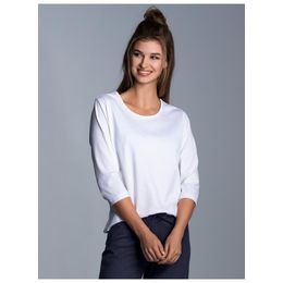 T-Shirt TRIGEMA "TRIGEMA Langarmshirs aus Biobaumwolle", Damen, Gr. L, wei&szlig;, Single Jersey, 100% Baumwolle (Bio-Baumwolle kbA), Basic, lang, ohne Ausschnitt, Shirts T-Shirt