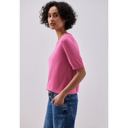 Street One Damen Rundhalspulloveribis rose, Gr. 42, unifarben, Stoff, 60% Viskose, 40% Baumwolle, Pullover, Rundhalsausschnitt