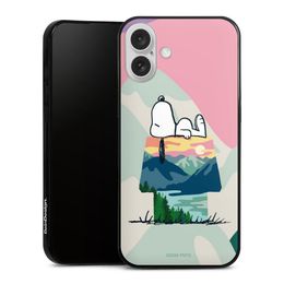 DeinDesign iPhone 16 Plus Handy Slim Case extra d&uuml;nn Silikon Handyh&uuml;lle schwarz H&uuml;lle Official Licensed Product Peanuts Snoopy Silikon Slim Case