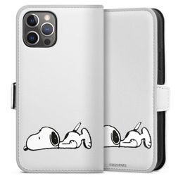 DeinDesign iPhone 12 Pro Handy Klapph&uuml;lle Handyh&uuml;lle aus Kunst Leder wei&szlig; Flip Case Official Licensed Product Snoopy Peanuts Sideflip mit Lasche