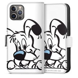 DeinDesign iPhone 12 Pro Handy Klapph&uuml;lle Handyh&uuml;lle aus Kunst Leder wei&szlig; Flip Case Idefix Official Licensed Product Comic Sideflip mit Lasche