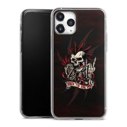 DeinDesign iPhone 11 Pro Handy Slim Case Silikon Handyh&uuml;lle transparent H&uuml;lle extra d&uuml;nn Rock Totenkopf Music Silikon Slim Case