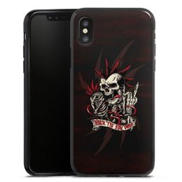 DeinDesign iPhone X Handy Silikon H&uuml;lle Case schwarz Handyh&uuml;lle Totenkopf Music Rock