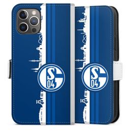 DeinDesign iPhone 12 Pro Handy Klapph&uuml;lle Handyh&uuml;lle aus Kunst Leder wei&szlig; Flip Case Official Licensed Product Skyline Fc Schalke 04 Sideflip mit Lasche