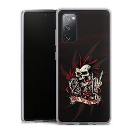 DeinDesign Galaxy S20 FE 5G Handy Silikon H&uuml;lle Case transparent Handyh&uuml;lle Rock Totenkopf Music Silikon Case