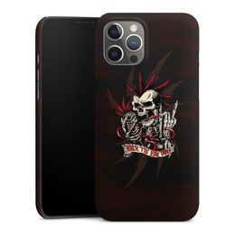 DeinDesign iPhone 12 Pro Max Handy Premium Case Smartphone Handyh&uuml;lle Schutzh&uuml;lle matt Totenkopf Music Rock Premium Case