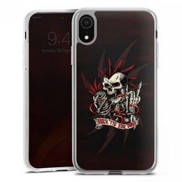 DeinDesign iPhone Xr Handy Silikon H&uuml;lle Case transparent Handyh&uuml;lle Totenkopf Music Rock Silikon Case