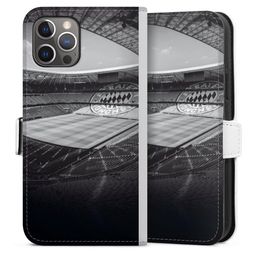 DeinDesign iPhone 12 Pro Handy Klapph&uuml;lle Handyh&uuml;lle aus Kunst Leder wei&szlig; Flip Case Stadium Fcb Fc Bayern M&uuml;nchen Sideflip mit Lasche