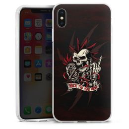 DeinDesign iPhone Xs Max Handy Silikon H&uuml;lle Case transparent Handyh&uuml;lle Totenkopf Music Rock Silikon Case