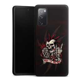 DeinDesign Galaxy S20 FE Handy Premium Silikon H&uuml;lle Handyh&uuml;lle schwarz Case Rock Totenkopf Music Silikon Premium Case
