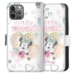 DeinDesign iPhone 12 Pro Handy Klapph&uuml;lle Handyh&uuml;lle aus Kunst Leder wei&szlig; Flip Case Official Licensed Product Minnie Mouse Disney Sideflip mit Lasche