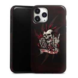 DeinDesign iPhone 11 Pro Handy Panzer Handyh&uuml;lle robuste Outdoor H&uuml;lle Schutzh&uuml;lle gl&auml;nzend Rock Totenkopf Music Tough Case