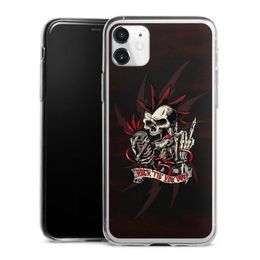 DeinDesign iPhone 11 Handy Slim Case Silikon Handyh&uuml;lle transparent H&uuml;lle extra d&uuml;nn Rock Totenkopf Music Silikon Slim Case