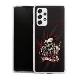 DeinDesign Galaxy A33 5G Handy Silikon H&uuml;lle Case transparent Handyh&uuml;lle Rock Totenkopf Music Silikon Case