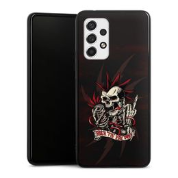 DeinDesign Galaxy A53 5G Handy Silikon H&uuml;lle Case schwarz Handyh&uuml;lle Rock Totenkopf Music