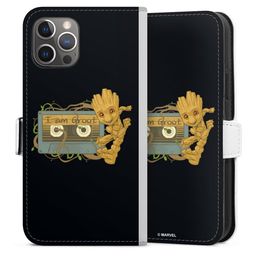 DeinDesign iPhone 12 Pro Handy Klapph&uuml;lle Handyh&uuml;lle aus Kunst Leder wei&szlig; Flip Case Guardians Of The Galaxy Groot Marvel Sideflip mit Lasche