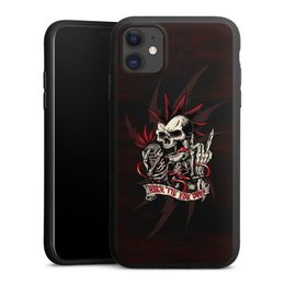DeinDesign iPhone 11 Handy Premium Silikon H&uuml;lle Handyh&uuml;lle schwarz Case Rock Totenkopf Music Silikon Premium Case