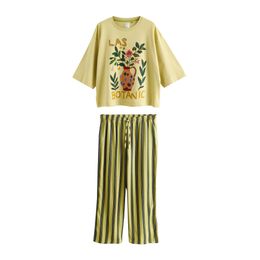 next Pyjama Damen Gr&ouml;&szlig;e M safran / oliv / dunkelgr&uuml;n / kirschrot Sommerkleid
