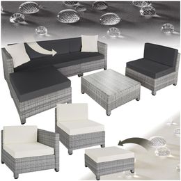 TecTake&reg; Aluminium Rattan Lounge, wetterfest und UV-best&auml;ndig, Extra Kissen, 2 Bezugssets
