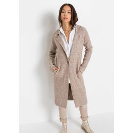 bonprix Langer Strickmantel im Loose Fit, braun, Gr.32/34 (XS), Locker geschnittener Strickmantel mit Reverskragen, 35% Baumwolle