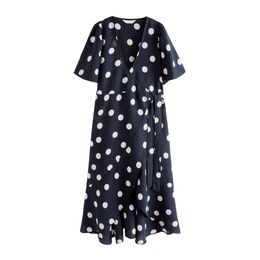 next Kleid Damen Gr&ouml;&szlig;e 44 dunkelblau / wei&szlig; Sommerkleid