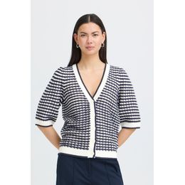 Ichi Strickjacke 'ICHArdina ' Damen Gr&ouml;&szlig;e XS beige / schwarz / wei&szlig;