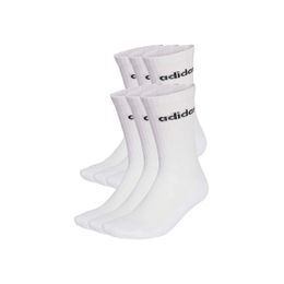 ADIDAS SPORTSWEAR Athletic Socks 'Linear Crew Cushioned 6 Pair Pack' female size 46/48 Black / White