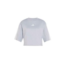 ADIDAS SPORTSWEAR Performance Shirt 'ESSENTIALS 3-STRIPES COTTON LOOSE' female size S Light grey / White