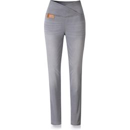 CR&Eacute;ATION L Damen Stretch-Jeans mit &uuml;berlappendem Bund light grey-denim Gr&ouml;&szlig;e 42