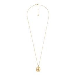 Fossil Damen Kette mit Anh&auml;nger "Schmuck Geschenk Edelstahl SUTTON", Edelstahl, L: 71 B: 1mmgelbgoldfarben, kristallwei&szlig;, Edelstahl, B:1mm,