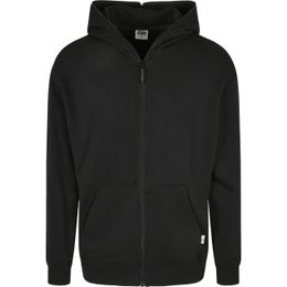 Kapuzenpullover Urban Classics "Urban Classics Herren Organic Full Zip Hoodie", Herren, Gr. L, schwarz, 100% Baumwolle, unifarben, normal, ohne Ausschnitt, Pullover Kapuzenpullover