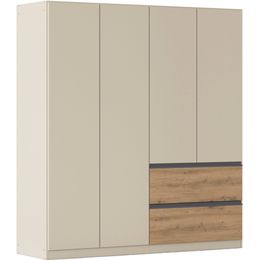 Dreht&uuml;renschrank Rauch, B:181cm H:197cm T:54cmbeige (champagner), eiche artisan, eingriffe graumetallic, Holzwerkstoff, Schr&auml;nke, "Kleiderschrank