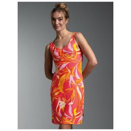 TRIGEMA Damen Jerseykleid "TRIGEMA Tr&auml;gerkleid mit Allover-Muster "Aloha""koralle, Gr. XL, Jersey, 94% Viskose, 6% Elasthan, Kleider