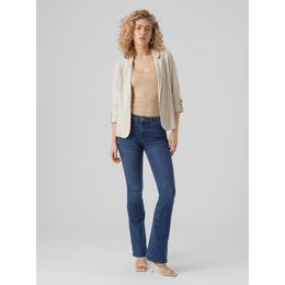 V&eacute;ro Moda VERO MODA Damen Kurzblazer "VMJESMILO 3/4 LOOSE BLAZER WVN NOOS", beige, Gr. M, unifarben, Web, Obermaterial: 55% Viskose, 45% Leinen, Blazer, mit
