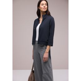 Street One Damen Sweatjacke, blau, Gr. 38, Web, Obermaterial: 71% Polyester, 26% Viskose, 3% Elasthan, Sweatjacken, 3/4-Arm mit Stehkragen und