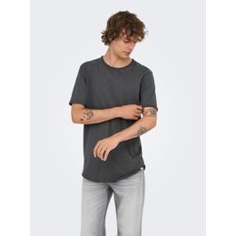 Only & Sons ONLY & SONS Herren Rundhalsshirt "ONSBENNE LONGY SS TEE NF 7822 NOOS", grau, Gr. S, unifarben, Single Jersey, Obermaterial: 100% Baumwolle, Shirts,