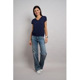 Seidel Moden Damen T-Shirt "Otto exclusiv", blau, Gr. 36, unifarben, Jersey, Obermaterial: 94% Viskose, 6% Elasthan, Shirts, mit V-Ausschnitt - MADE