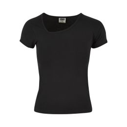 Urban Classics Damen T-Shirt "Urban Classics Damen Ladies Organic Asymmetric Neckline Tee"schwarz, Gr. XS, unifarben, 95% Baumwolle, 5% Elasthan,