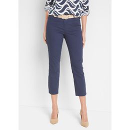 bonprix Damen Stretch-Hosedunkelblau, festlich, Gr. 48, Web, Obermaterial: 97% Baumwolle, 3% Elasthan, Hosen, 7/8-L&auml;nge, schmale Passform, aus
